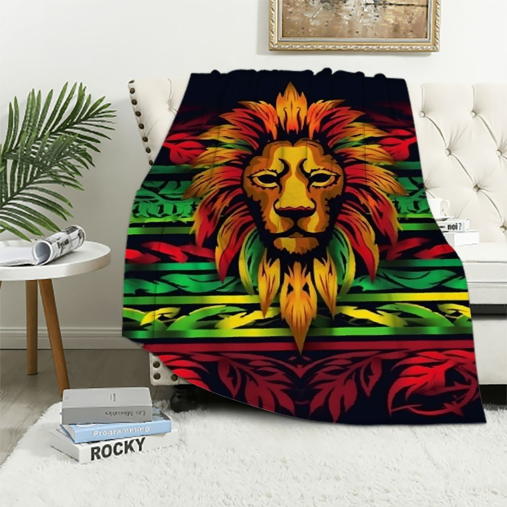 Nawypu Rasta Reggae Marijuana Leaf Lion King Blankets, Throw Blankets ...