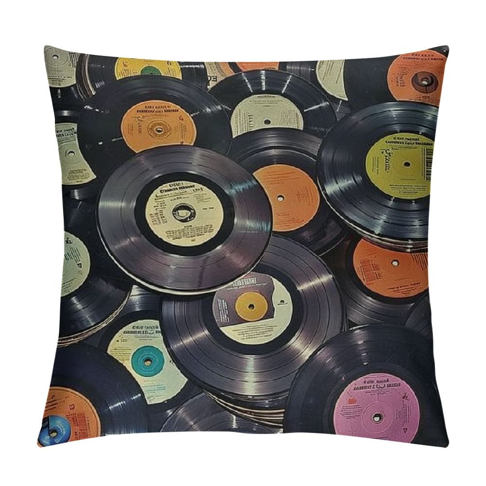 Nawypu Record Square Cushion Covers Vintage Disc Print Throw Pillow ...