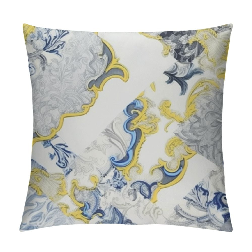 Nawypu Rectangular Lumbar Pillow Covers Watercolor Blue and White ...