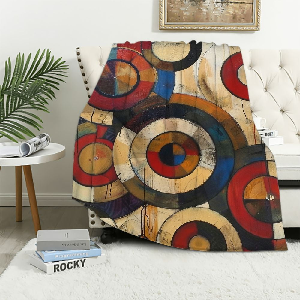 Nawypu Red Abstract Art Style Blanket Soft Flannel Colorful Decorative ...