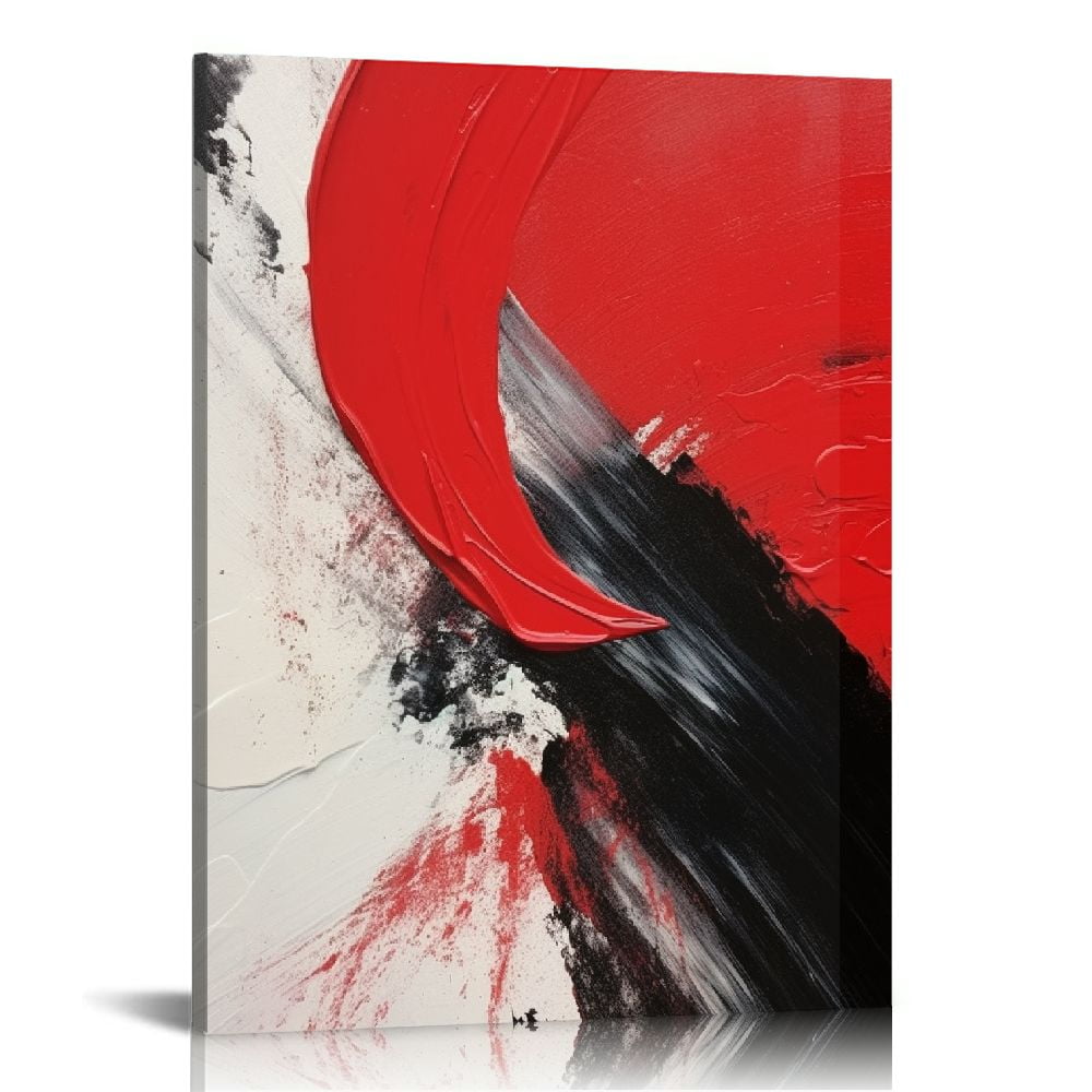 Nawypu Red Abstract Canvas Wall Art: Modern Minimalist Black and White ...