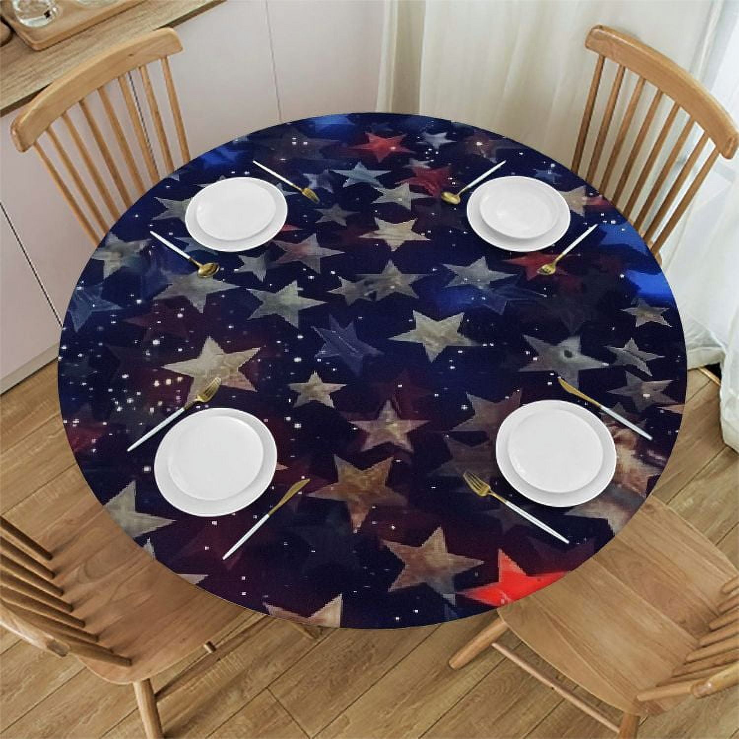 Nawypu Red Blue Stars Table Cloth American Element National Flag Colors ...
