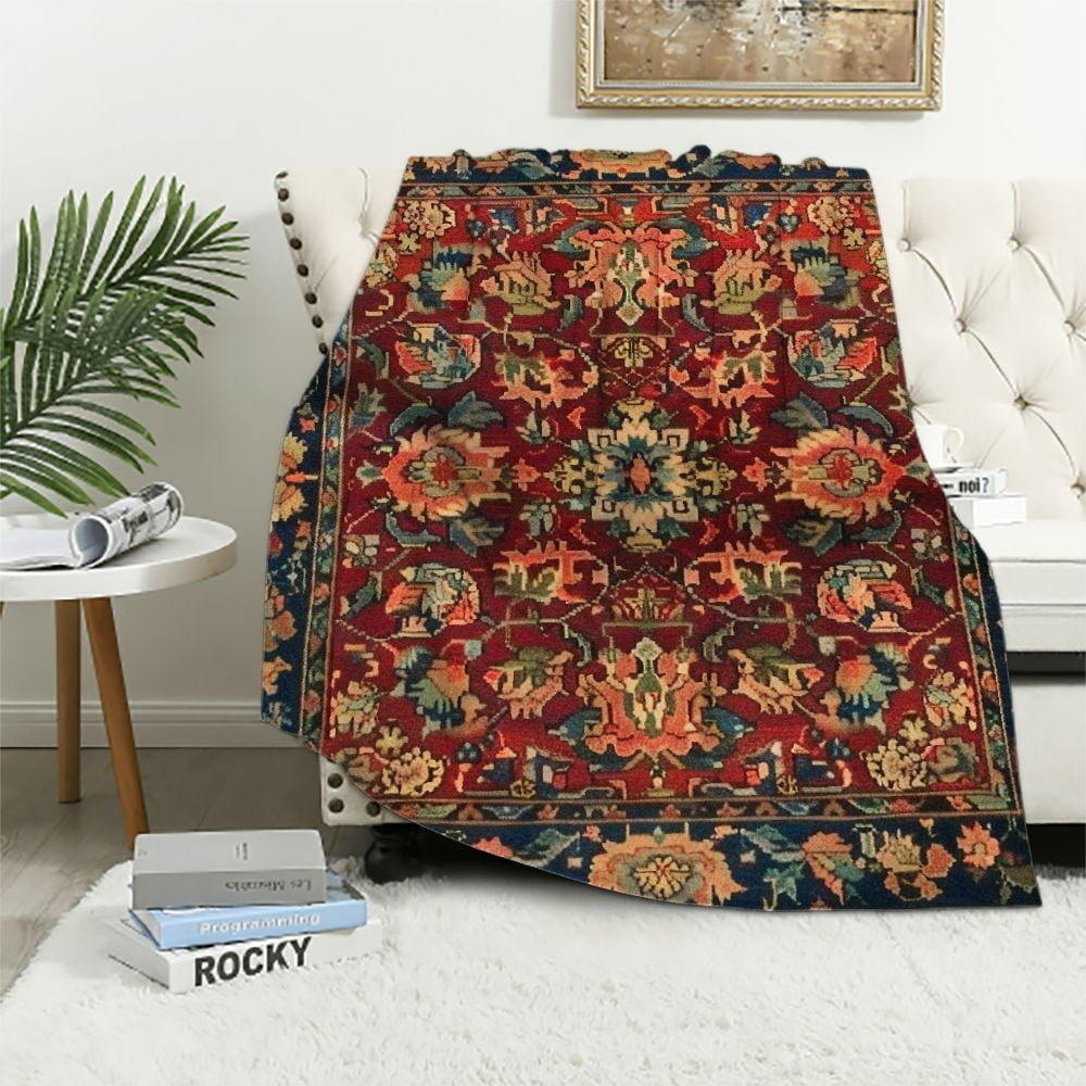 Nawypu Red Boho Style Blanket Soft Flannel Colorful Decorative Throw ...