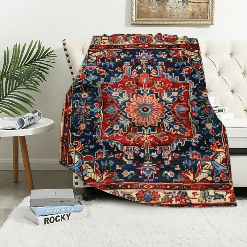 Nawypu Red Boho Style Blanket Soft Flannel Colorful Decorative Throw ...