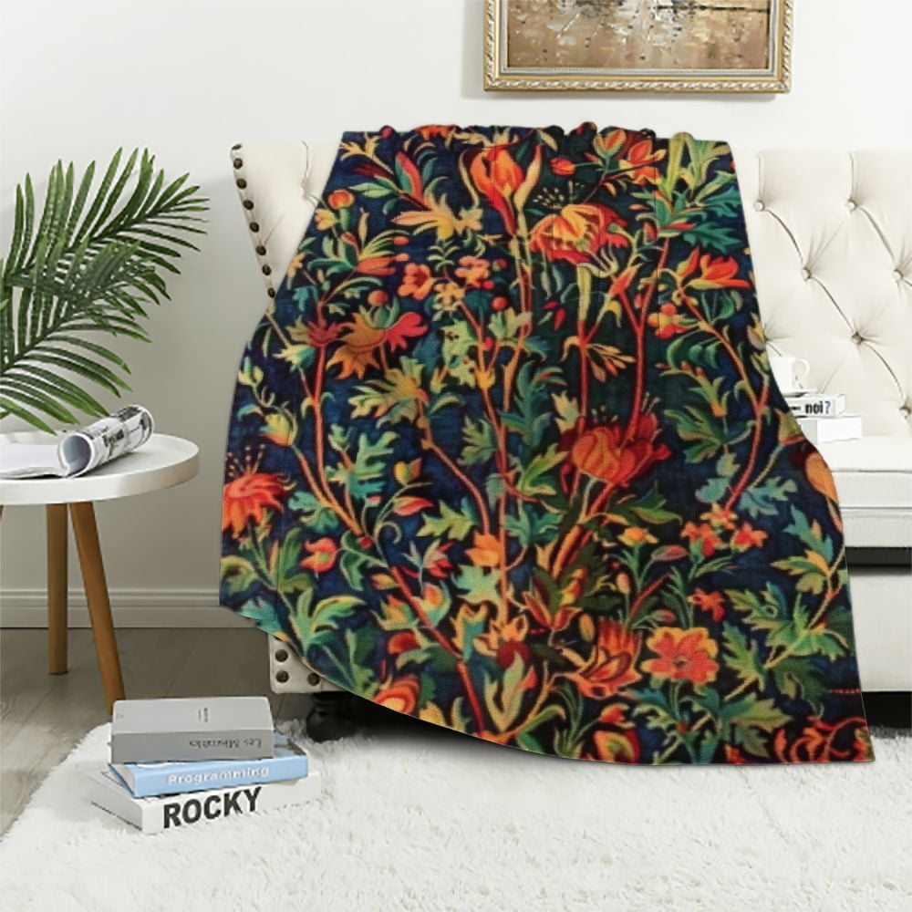 Nawypu Red Boho Style Blanket Soft Flannel Colorful Decorative Throw ...