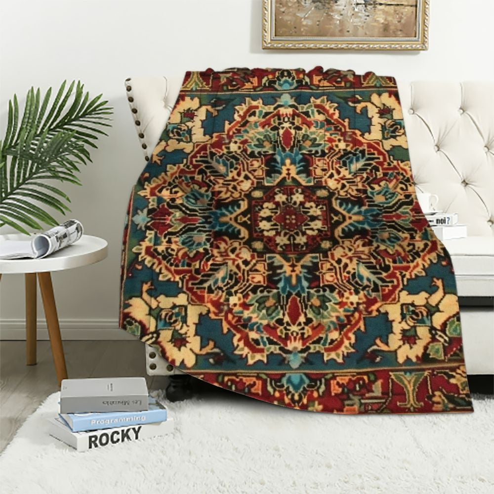 Nawypu Red Boho Style Blanket Soft Flannel Colorful Decorative Throw ...