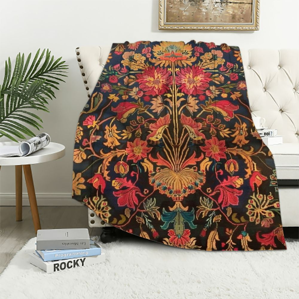 Nawypu Red Boho Style Blanket Soft Flannel Colorful Decorative Throw ...