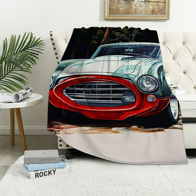 Nawypu Red Car Sherpa Blanket Throw Classic Racing Car Blanket Throw ...