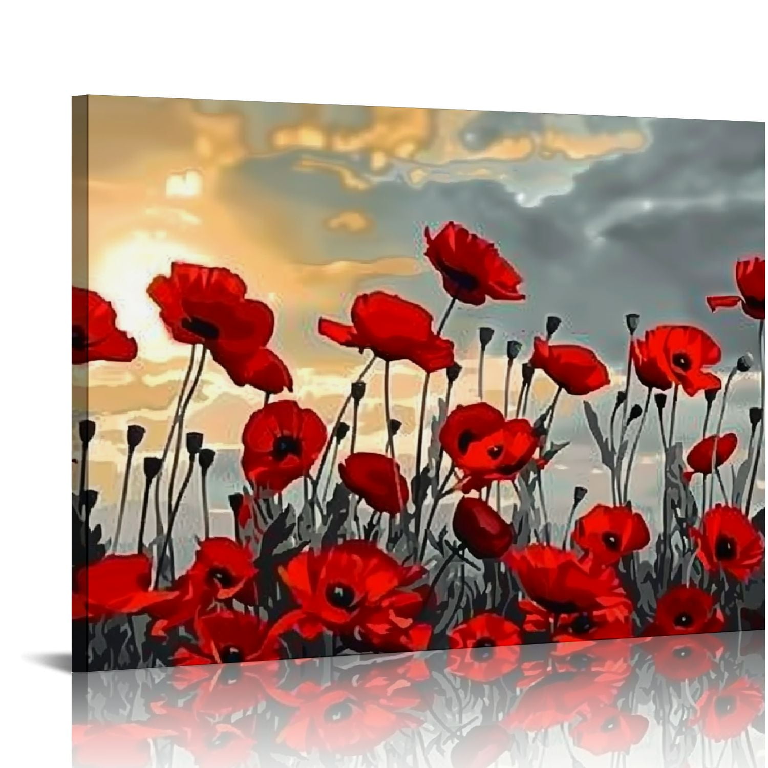 Nawypu Red Flowers Canvas Wall Art Poppy Flower Pictures Wall Decor ...