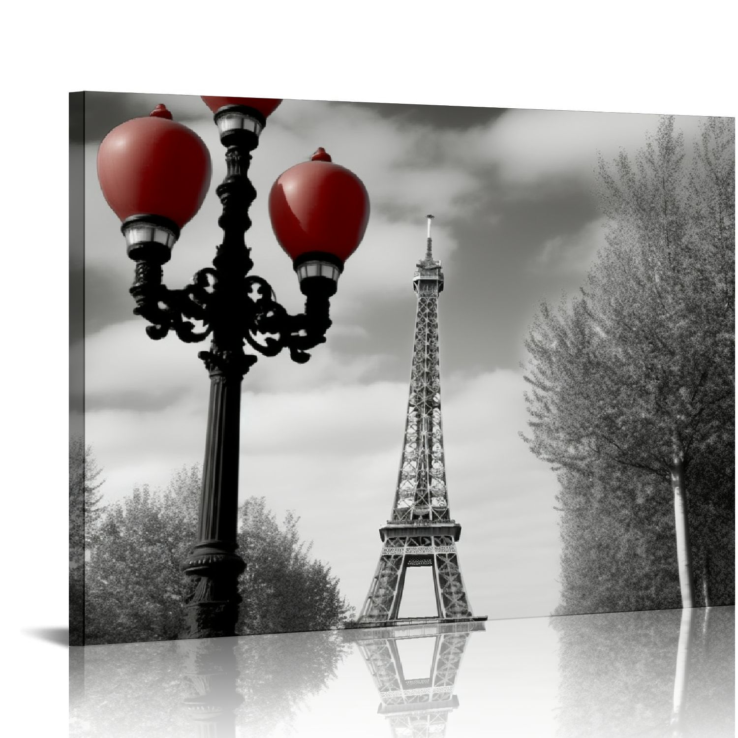 Awypu Red Paris Decor for Bedroom Black and White Wall Art for Living ...