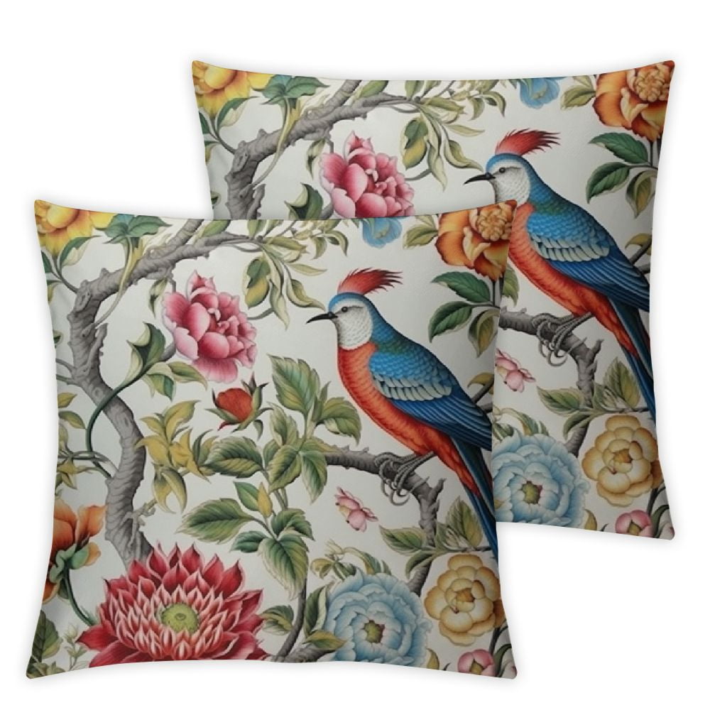Nawypu Red Peony Flower Animal Bird Farmhouse Pillow Covers Bird in ...