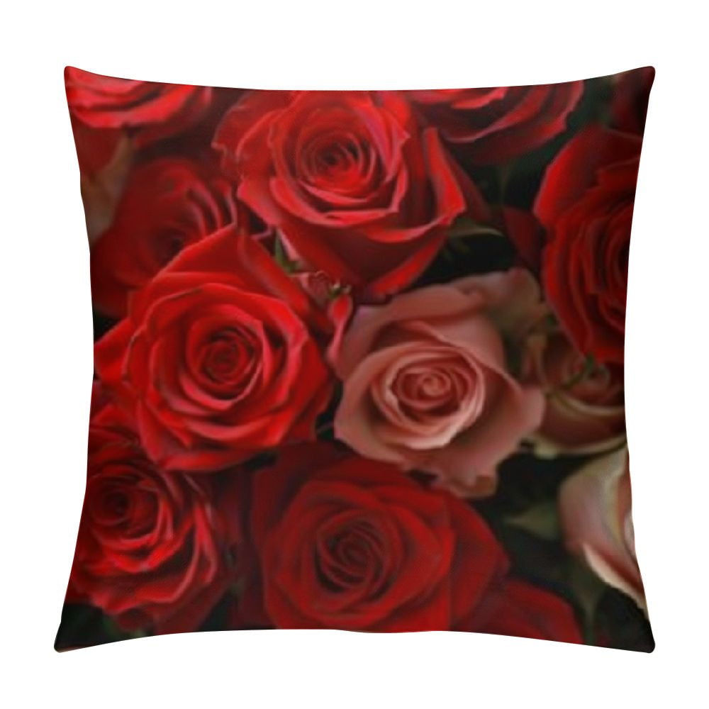 Nawypu Red Roses Flower Pillow Covers Roses Floral Home Decoration ...