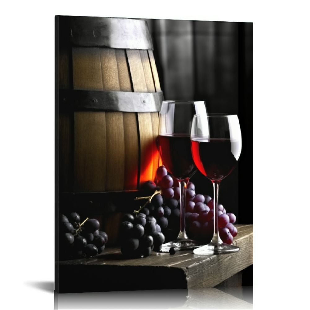Nawypu Red Wine Dining Room Wall Art Black and White Glass Cup Canvas ...