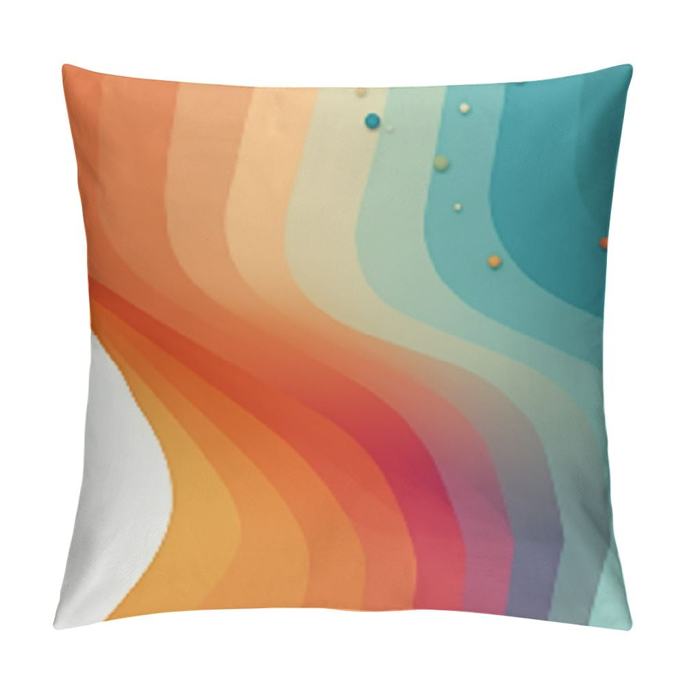 Nawypu Retro 70s Color Lines Throw Pillow Case, Colorful Print Square ...