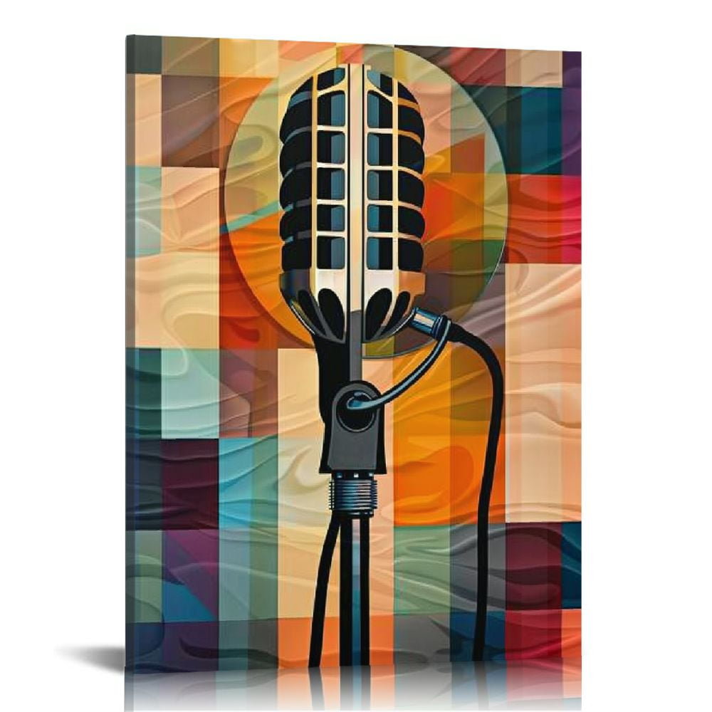 Nawypu Retro Art Painting Abstract Microphone Music Poster - Home ...