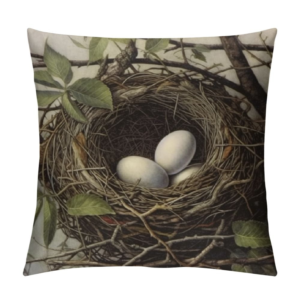 Nawypu Retro Bird's Nest Eggs Decorative Pillow Covers Home Decor Nice ...