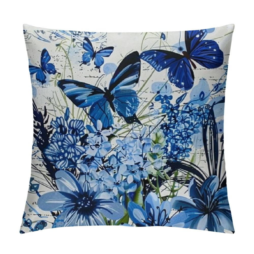 Nawypu Retro Butterfly Pattern Decorative Throw Pillow Covers Vintage ...