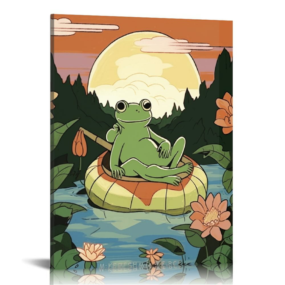 Nawypu Retro Carefree Frog on Water Poster for Room Aesthetic Cute Frog ...