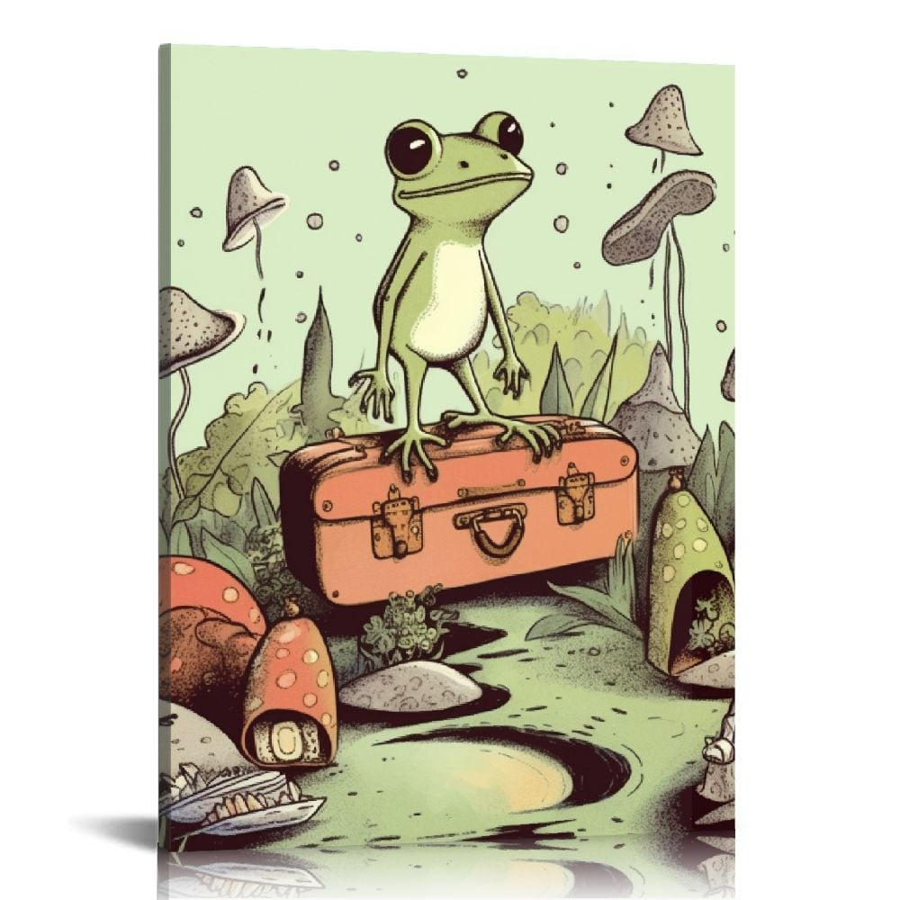 Nawypu Retro Frog Travel Poster Vintage Frog Mushroom Canvas Wall Art ...