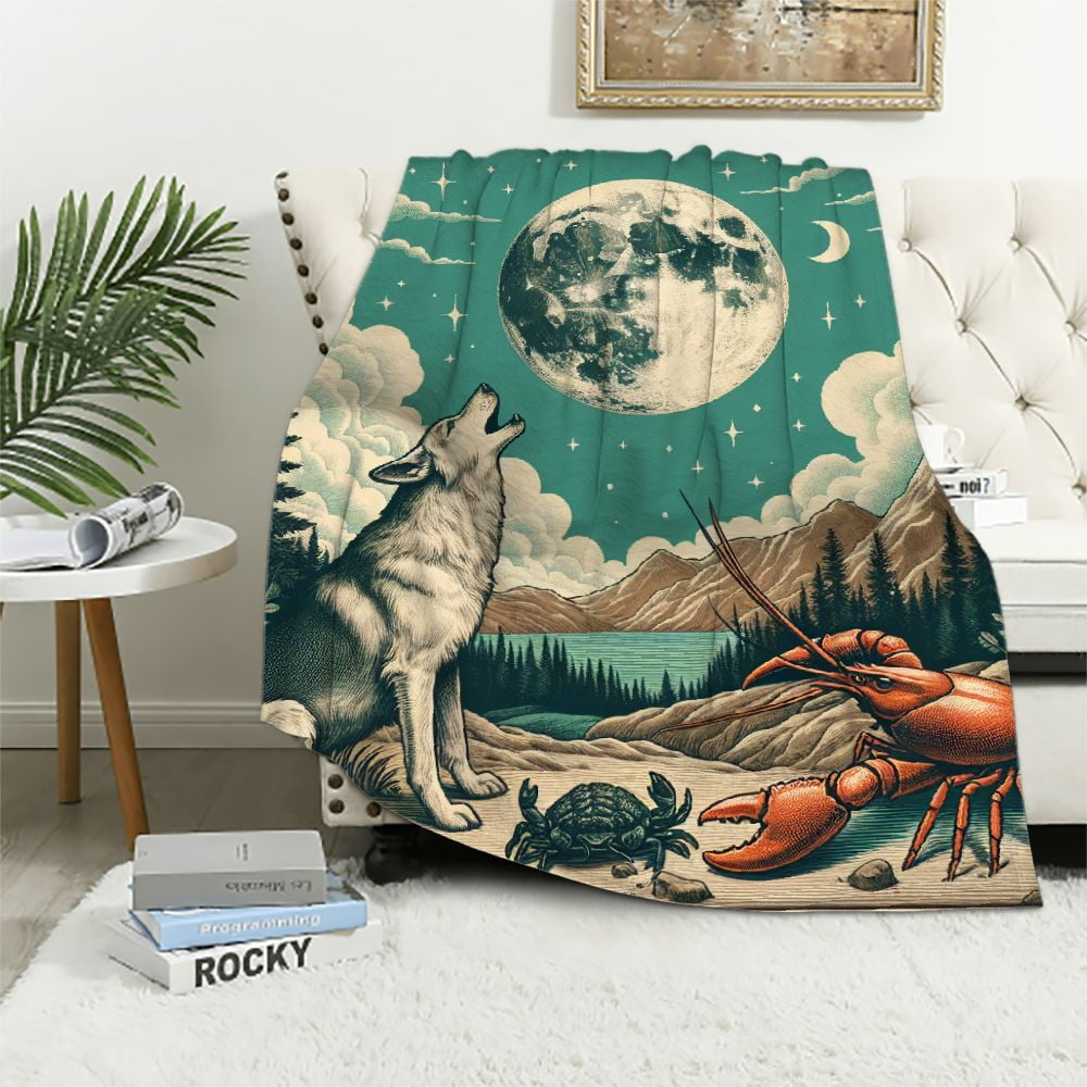 Nawypu Retro The Moon Tarot Card Throw Blanket, Boho Vintage Witch ...