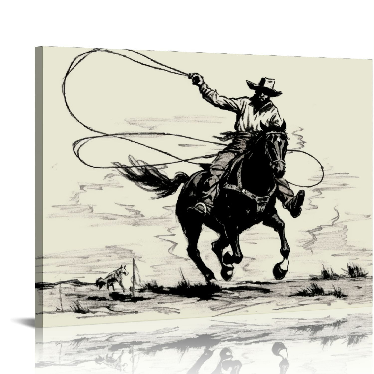 Nawypu Retro Western Cowboy Horse Rodeo Cattle Calf Roping Wall Decor ...