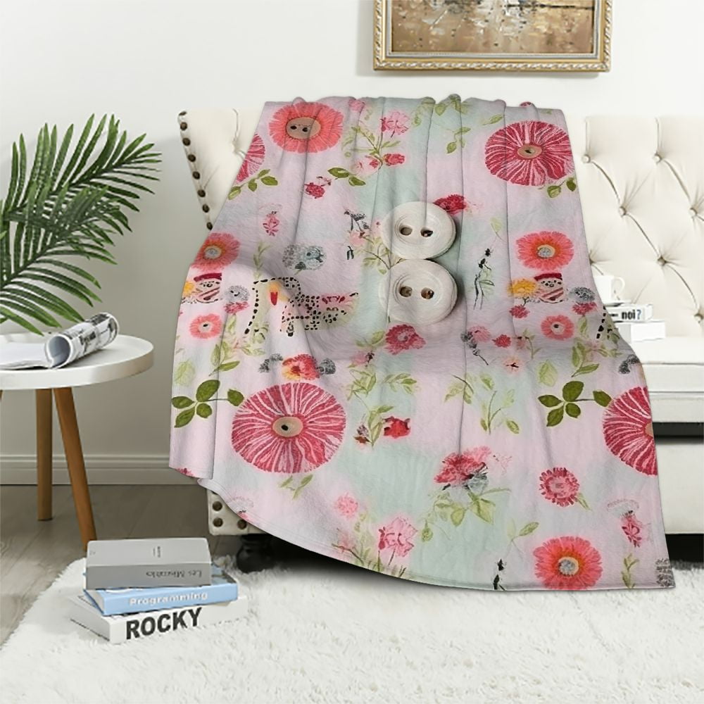 Nawypu Reversible Rich Printed Woven Fluffy Plush Soft Warm Flannel ...