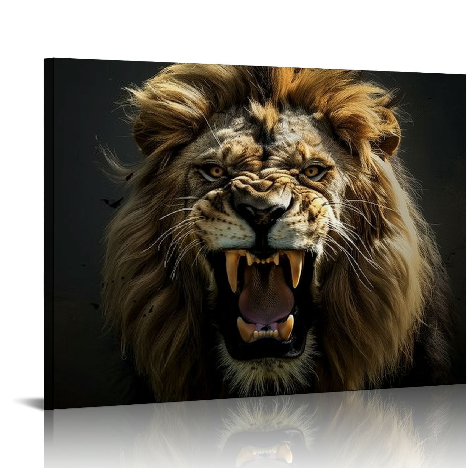 Nawypu Roaring lion canvas print wall decor, Animal Print, Lion canvas ...
