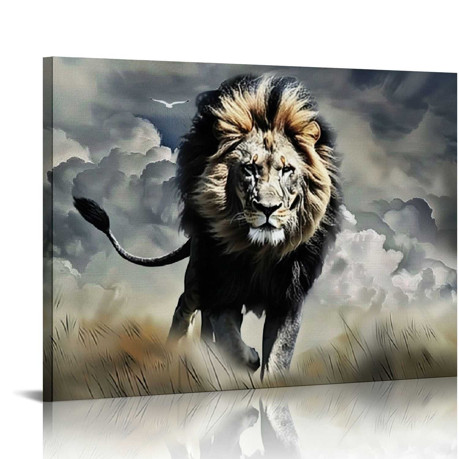 Nawypu Roaring lion canvas print wall decor, Animal Print, Lion canvas ...
