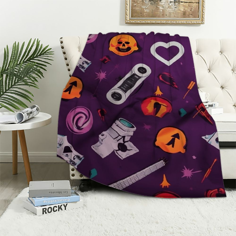 Nawypu Rock and Roll Throw Blanket Funky Seamless Rock Pattern with ...