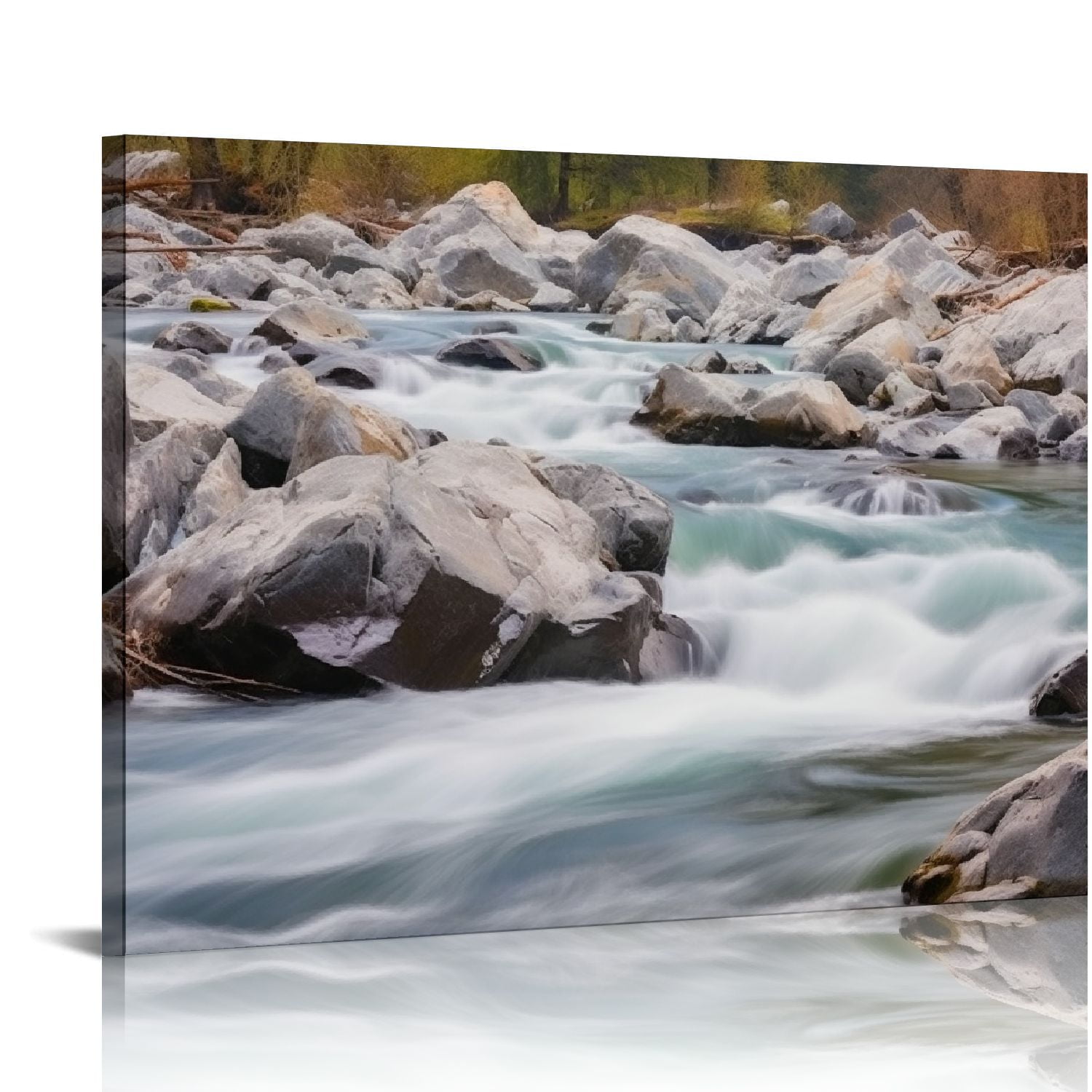 Nawypu Rocky River Stream Flowing Water Landscape Photography Canvas ...