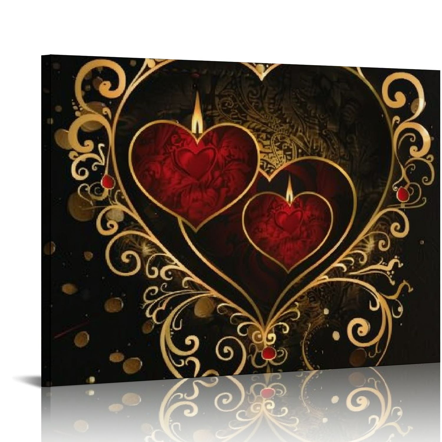 Nawypu Romantic Abstract Art Deco - Two Red Love Hearts Decorative ...