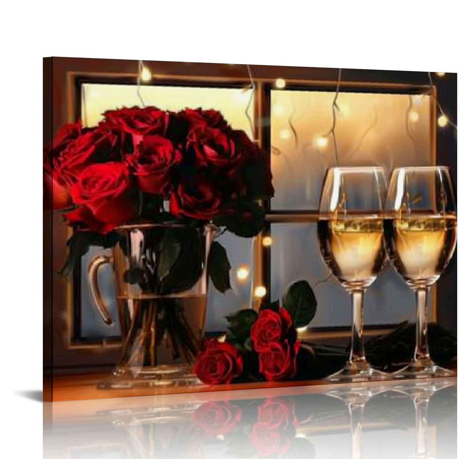 Nawypu Romantic candlelight dinner Window Frame Style Wall Art 3D ...