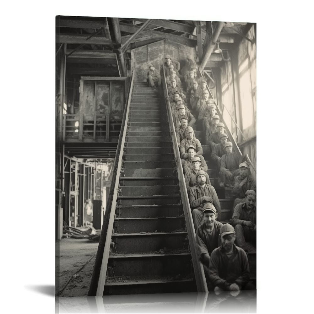 Nawypu Room Aesthetic Posters Black And White Art Old Coal Miner Wall ...
