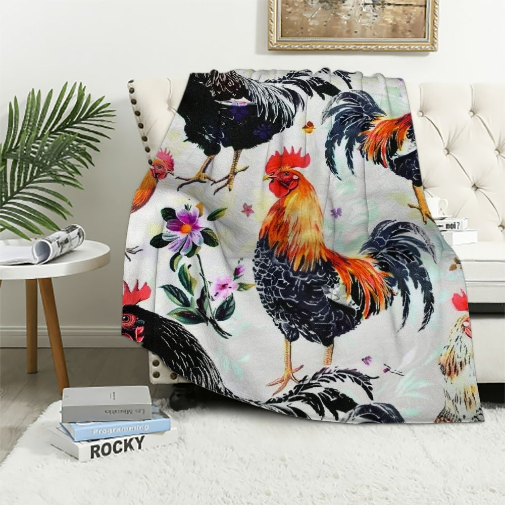 Nawypu Rooster Blanket Chicken Blanket Ultra Soft Farmhouse Fuzzy
