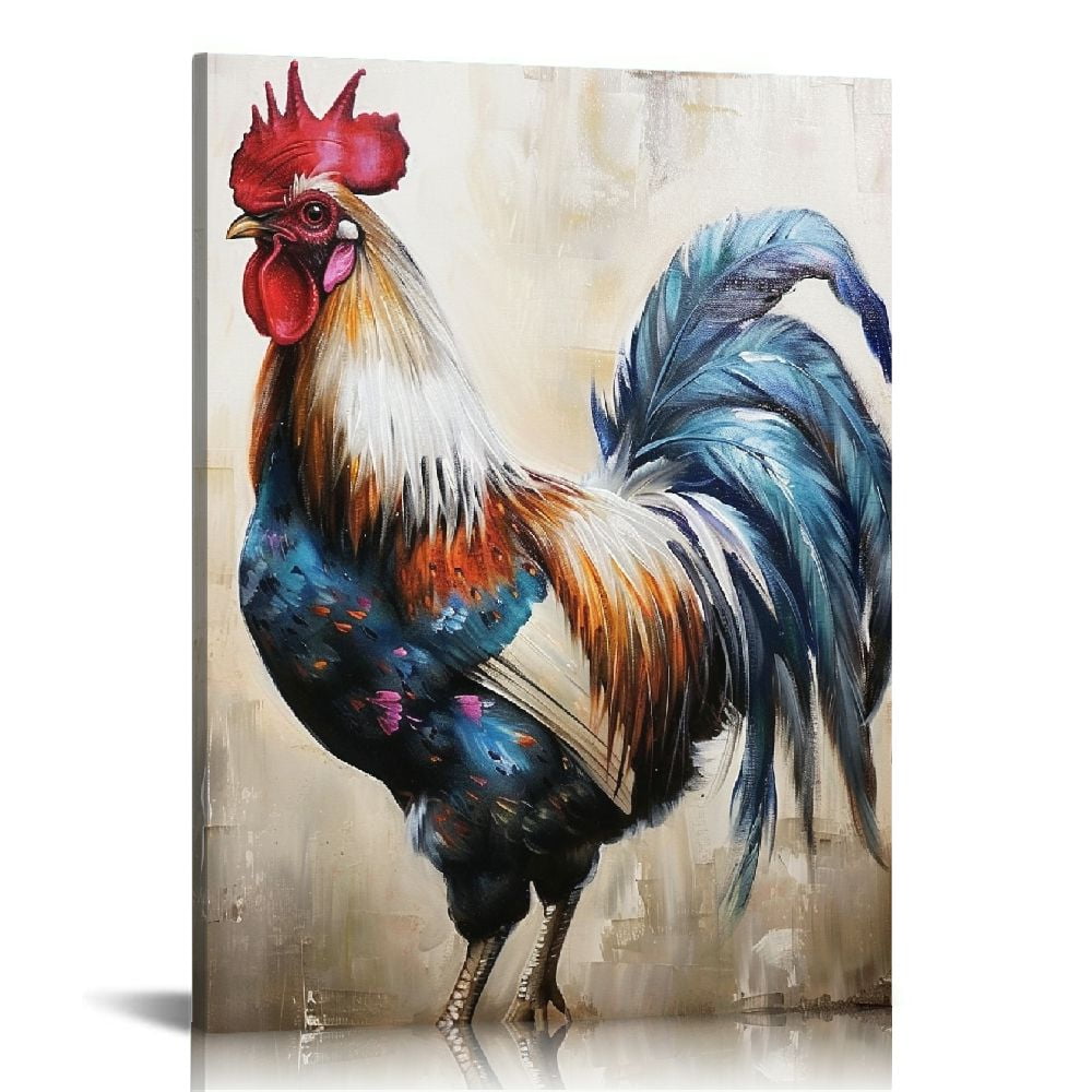 Nawypu Rooster Canvas Wall Art Vintage Farmhouse Kitchen Decor Rooster Canvas Wall Art for ...