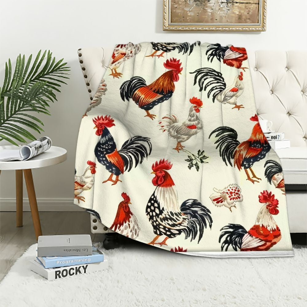 Nawypu Rooster Chickens Blanket Decor Gifts for Chicken Lovers Flannel ...
