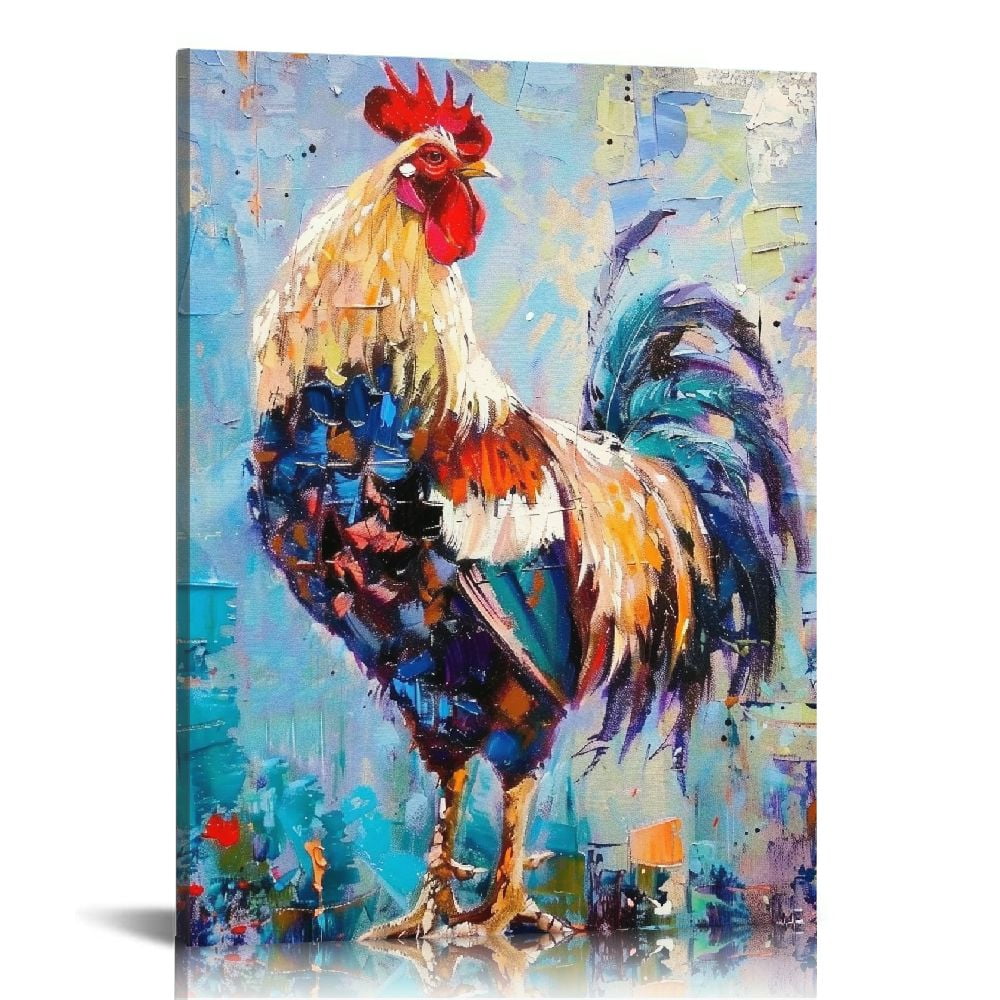 Nawypu Rooster Decor Wall Art Chicken Wall Decor Farmhouse Canvas ...