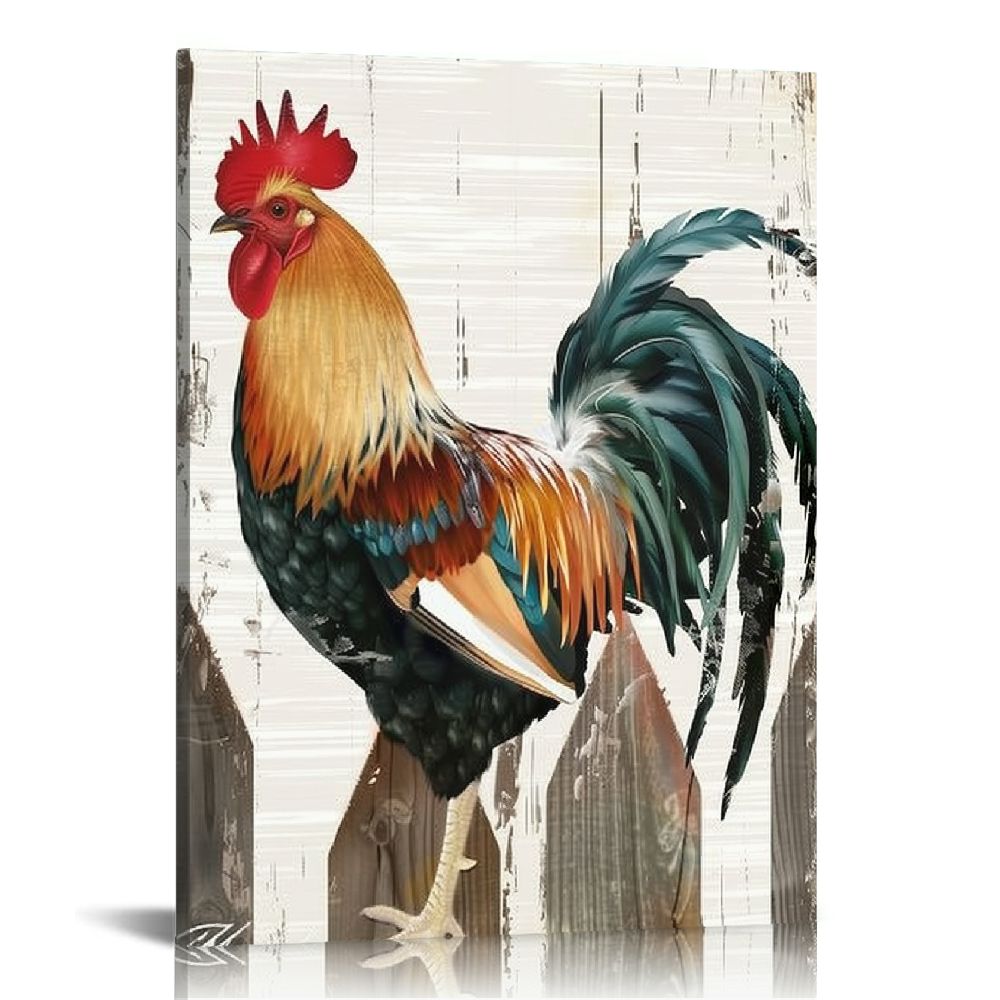 Nawypu Rooster Kitchen Decor Wall art - Farmhouse Canvas Painting ...