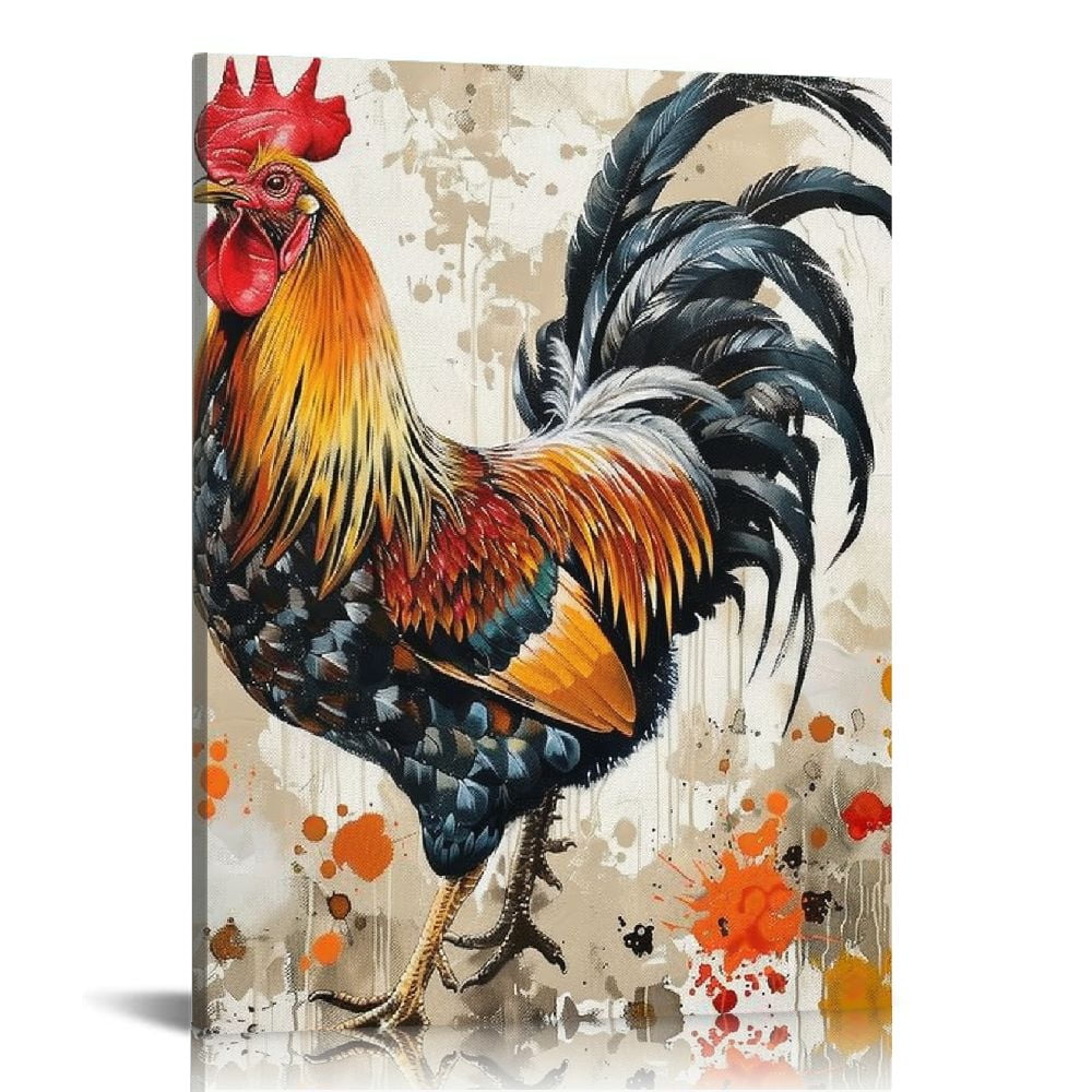 Nawypu Rooster Prints Wall Art Chicken Pictures on Canvas Rustic Farm ...