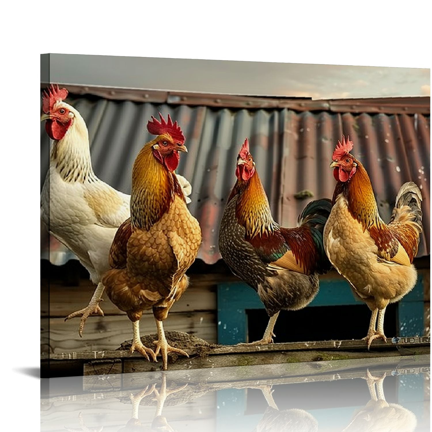 Nawypu Roosters Wall Art Artwork Decor - Vintage Chicken Coop ...