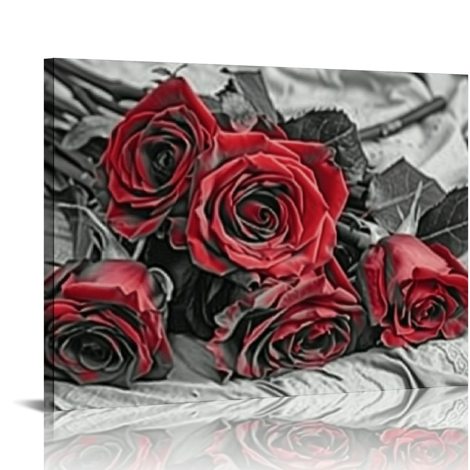 Nawypu Rose Canvas Wall Art Prints Black and White Floral Flower ...