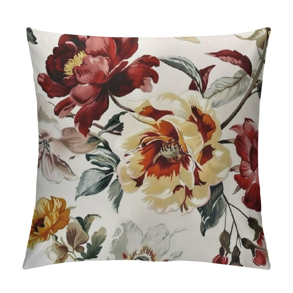 Nawypu Rose Throw Pillow Case,Watercolor Floral Pattern with Roses ...