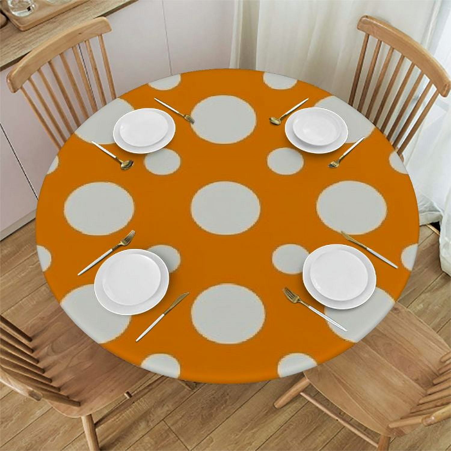 Nawypu Round Table Cover, Waterproof Reusable Table Cloth Round Fitted ...