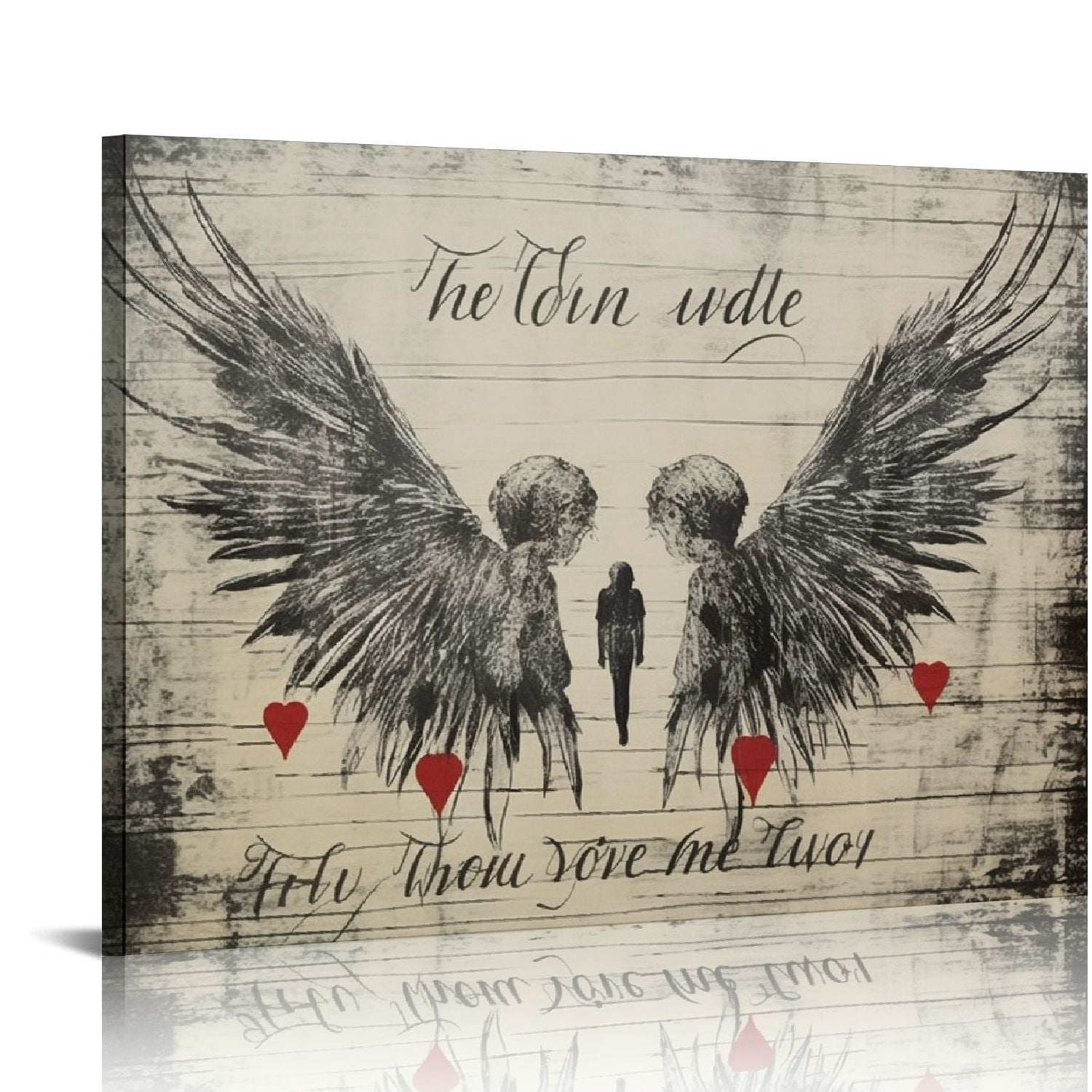 Nawypu Rustic Angel Wing Canvas Wall Art Farmhouse Inspirational Quotes ...