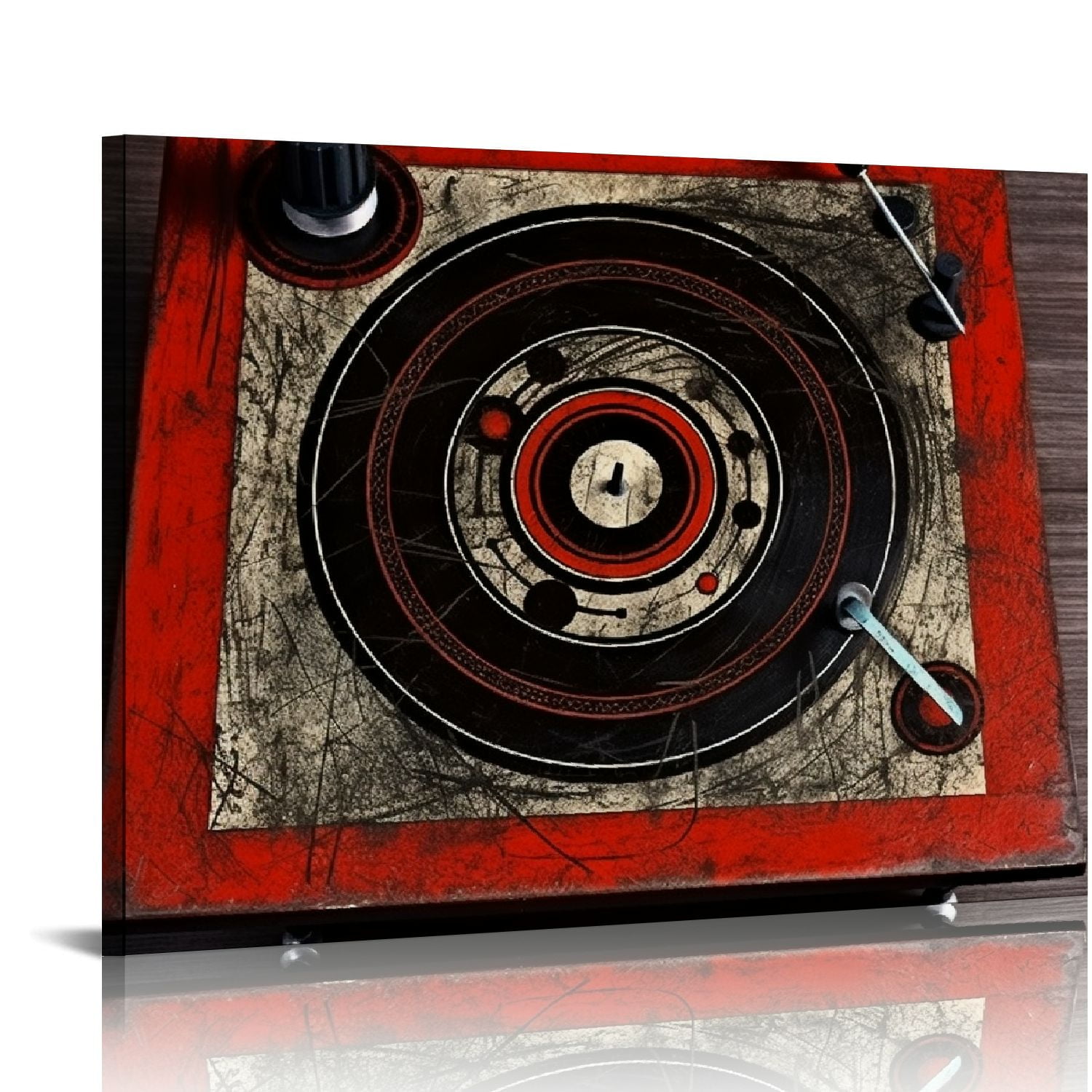 Nawypu Rustic Brown Old Vinyl Record Player Turntable Canvas Wall Art ...