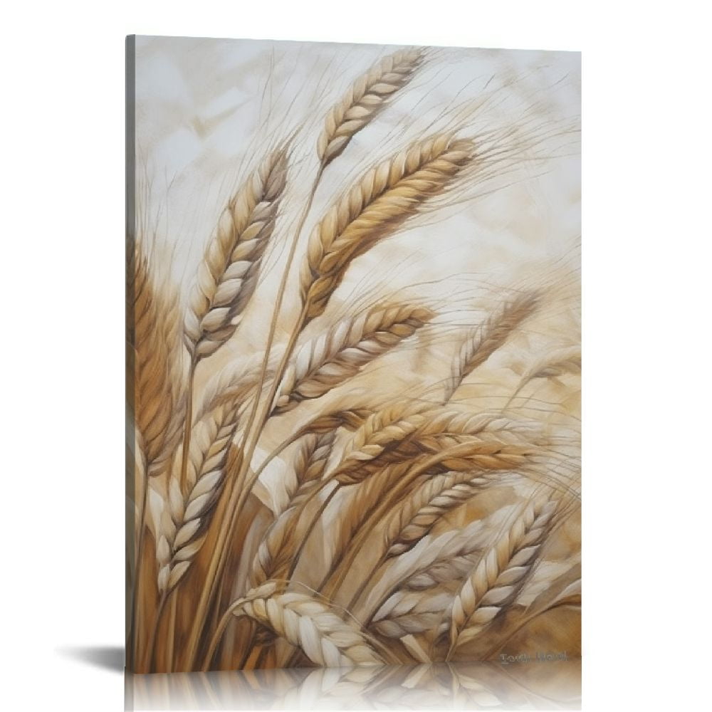 Nawypu Rustic Canvas Wall Art - Farmhouse Landscape Wheat Painting for ...