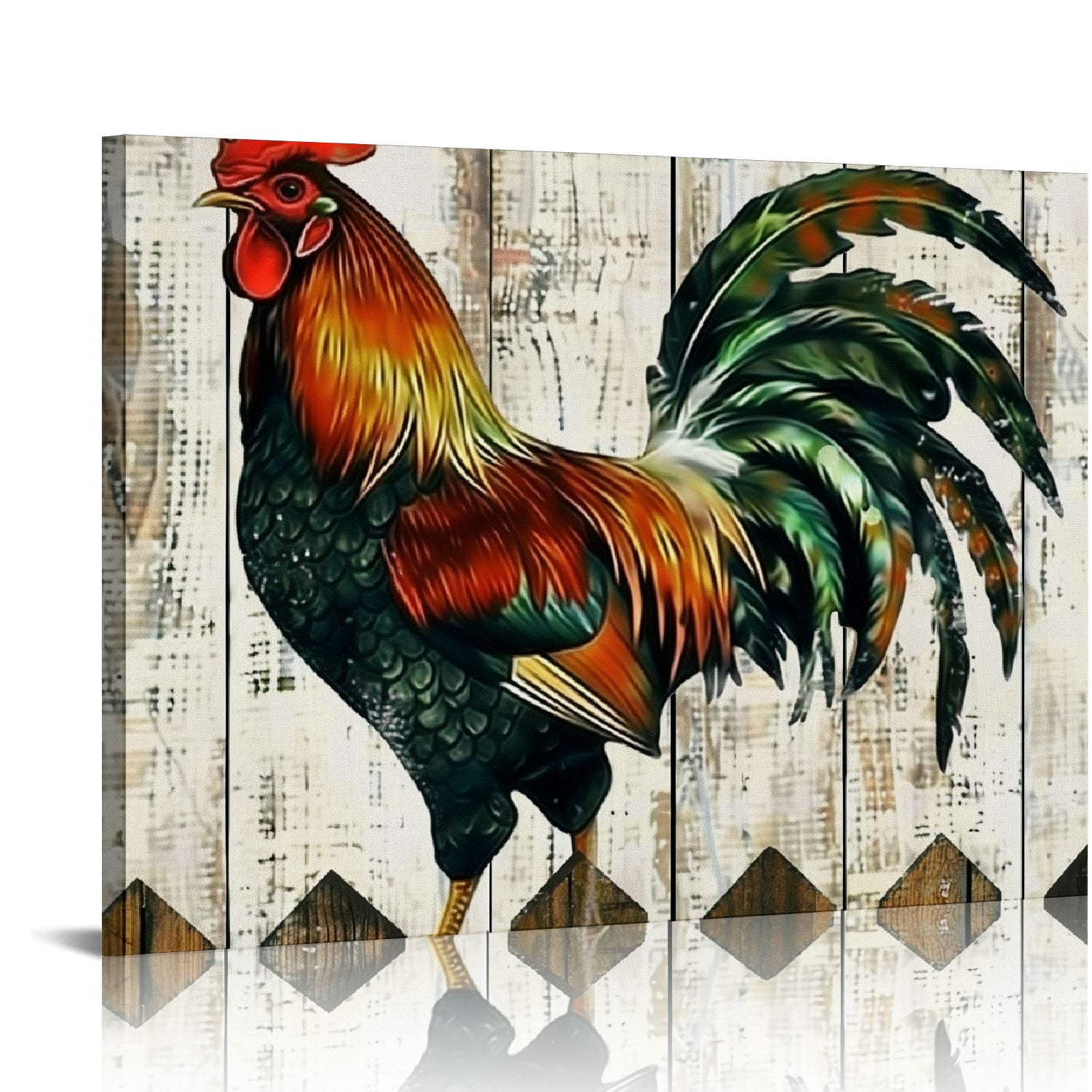 Nawypu - Rustic Farmhouse Wall Decor Rooster Hen Painting Canvas Print ...