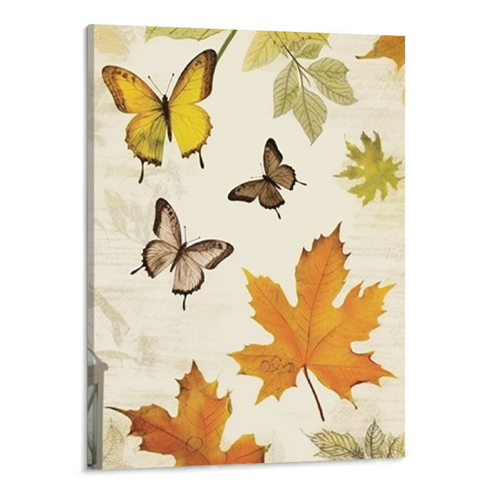 Nawypu Rustic Maple Leaves Butterfly Pumpkin Fall Harvest Halloween ...