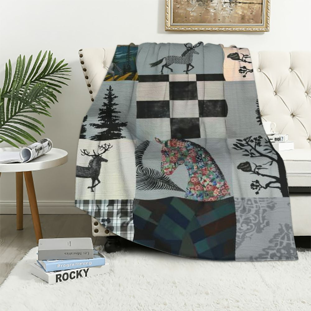 Nawypu Rustic Throw Blanket Lodge Bear Moose Lap Blanket Ultra Soft ...