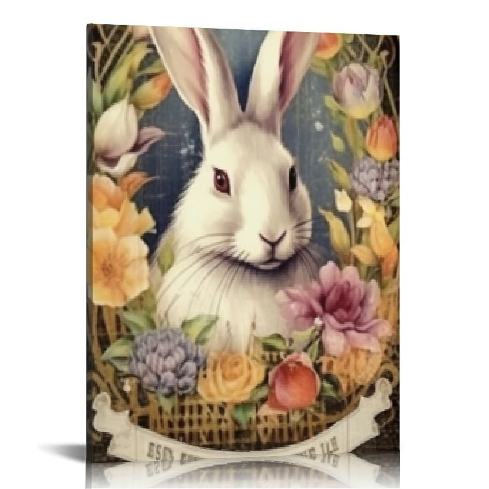 Nawypu Rustic Wooden Vintage Wall Rabbit Decor | Farmhouse Bunny Art ...